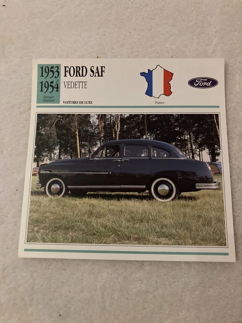 CARTE FICHE AUTO Ford Saf Vedette 1953 1954 EUR 2,50 - PicClick FR