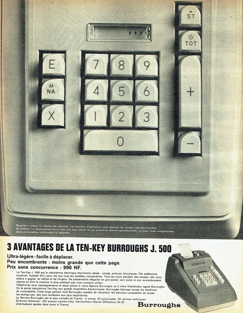 PUBLICITÉ ADVERTISING 018 1962 Burroughs machine Comptable Ten- Kay ...