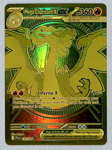 GOLD MEGA CHARIZARD X ex 2025-26 ME02 Phantasmal Flames #130 *CHR ...