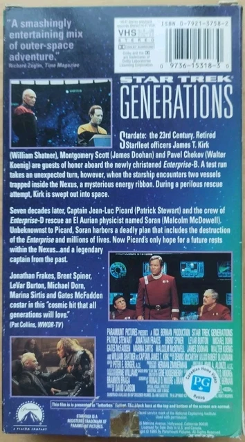 STAR TREK: GENERATIONS (Paramount Pictures, VHS Tape, 1995) Widescreen ...
