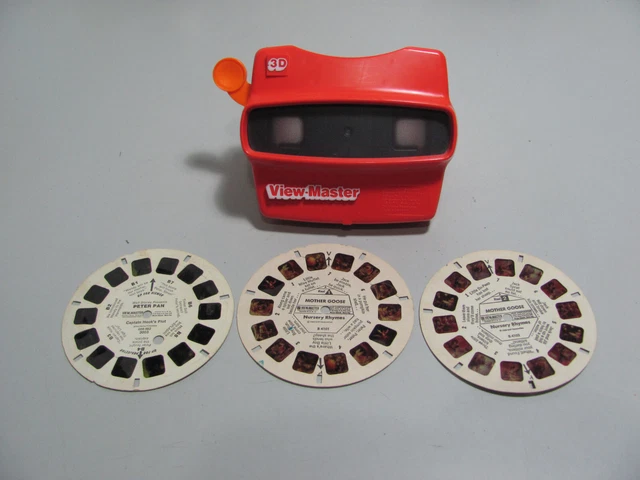 VINTAGE VIEW-MASTER RED 3D Slide Viewer With Mixed Slides In Good ...