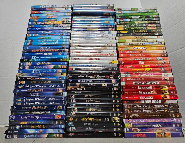 WHOLESALE LOT 100+ DVDs Kids & Family Children's Baby Pixar Disney Veggie Potter $78.53 ...