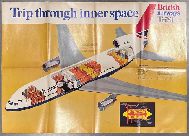 BRITISH AIRWAYS LOCKHEED Tristar L-1011 Large Cutaway Poster Brochure ...