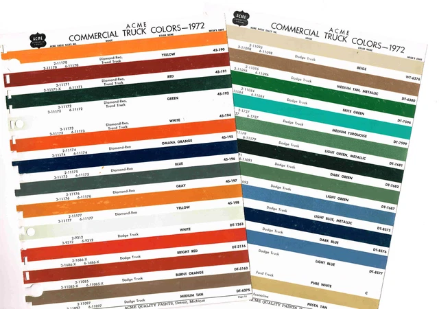 1972 AMC COLOR Chip Paint Sample Brochure/Chart: AMX,JAVELIN,GREMILN ...