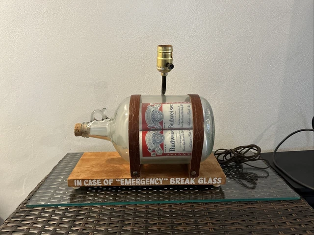 RARE VINTAGE BUDWEISER 'IN CASE OF EMERGENCY BREAK GLASS' LAMP LATE ...