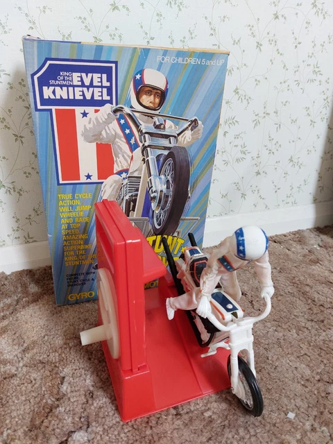 1975 IDEAL EVEL Knievel Stunt Cycle Set Complete With Box £350.00 ...