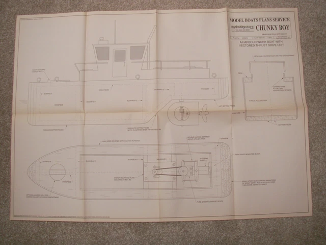 MODEL BOAT PLANS of the Chunky Boy a semi scale harbour work boat 23 ...