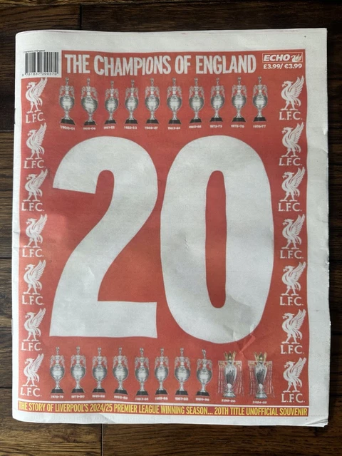 LIVERPOOL FC LFC Premier League Champions 2025 ECHO Newspaper Souvenir Special £10.08 - PicClick UK
