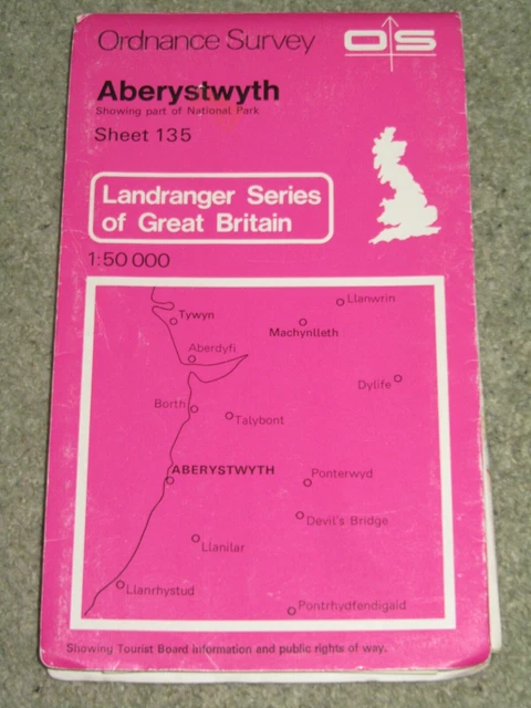 ORDNANCE SURVEY LANDRANGER Map 1:50,000 Sheet 135 Aberystwyth £3.99 ...