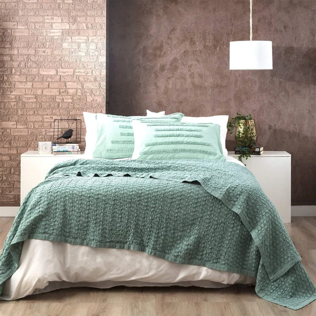 LEXICO COTTON WAFFLE Sage Blankets by Super King $249.95 - PicClick AU