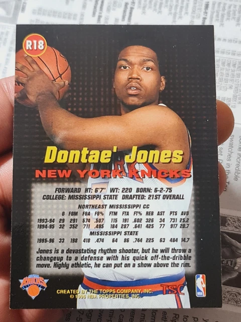 DONTAE' JONES #R18 1996-97 Stadium Club New York Knicks Rookies (Series ...
