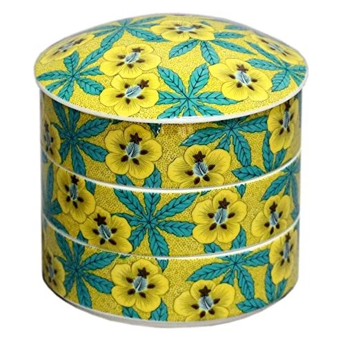 JAPANESE KUTANI WARE Seikou Kiln Jubako "Aoi" Three-tiered Stacked Box ...