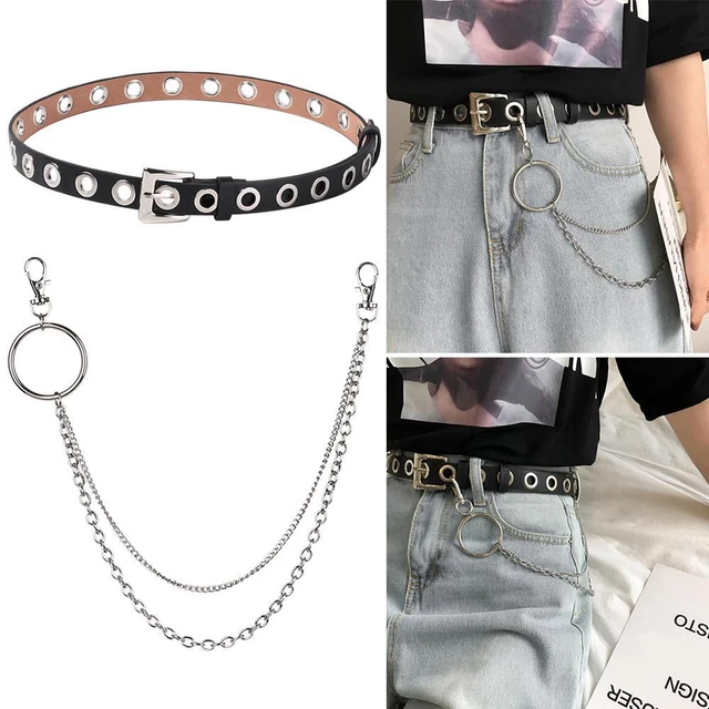 METAL TASSEL ROCK Body Jewelry PU Leather Hip Hop Punk Belt Waist Chain EUR 12,22 - PicClick FR