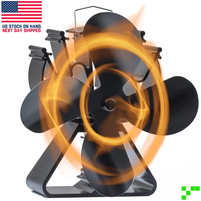HEAT-POWERED METAL STOVE Fan Eco for Wood/Log Burner 240 CFM Fireplace ...