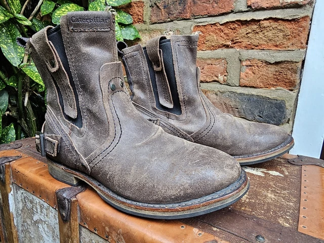 A3 CATERPILLAR CAT RAW Mens Vinson Brown Leather Biker Style Boots UK 7 ...