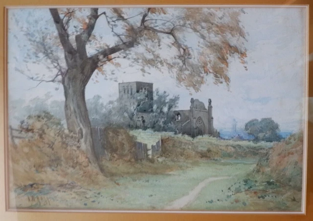 COLDINGHAM PRIORY, SCOTLAND. 19th Century Watercolour (1895). Archibald ...