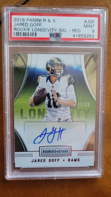 2016 ROOKIE & Stars Jared Goff recrue longévité AUTO rouge #JGF Psa ...