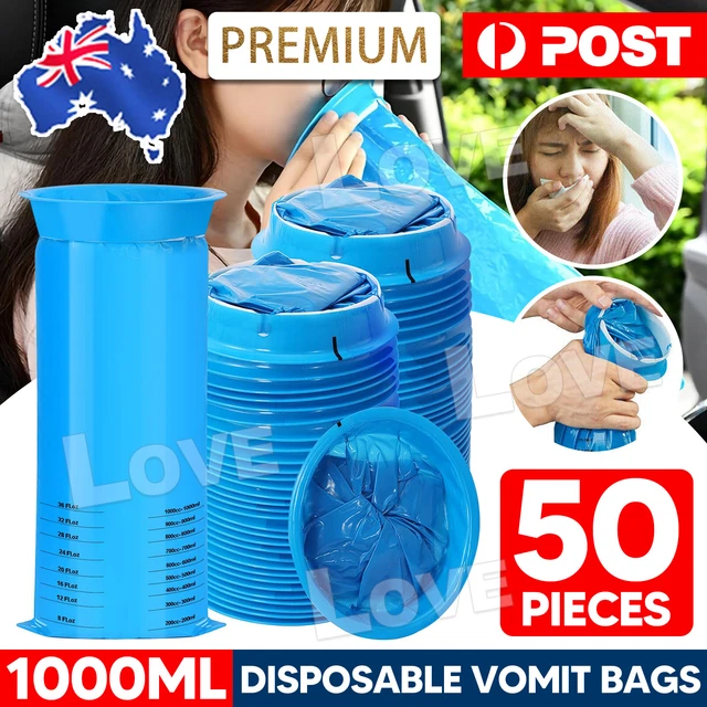 50 SICK BAGS Vomit Bags Emesis Calibrated 1 Litre Infection Control ...