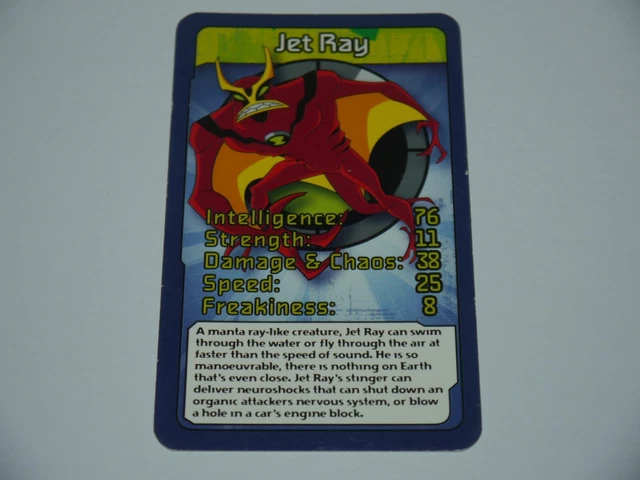 BEN 10 TOP Trumps Alien Force JET RAY Specials Card Game Replacement ...