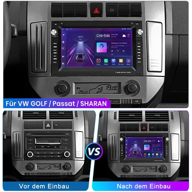 AUTORADIO CARPLAY ANDROID GPS Navi RDS DAB+ per VW Polo 9N Golf 4 Passat B5 T5 EUR 164,02 ...