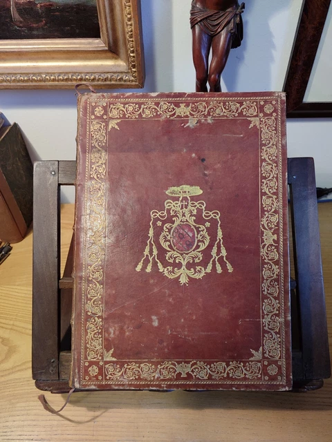 LEGATURA ALLE ARMI VESCOVO Folio Pontificale Romanum Benedicto XIV Roma ...