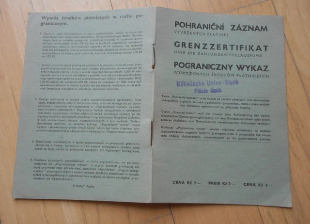 GRENZZERTIFIKAT ASCH BÖHMEN Tschechien 1938 Grenzgänger Böhmische Union ...