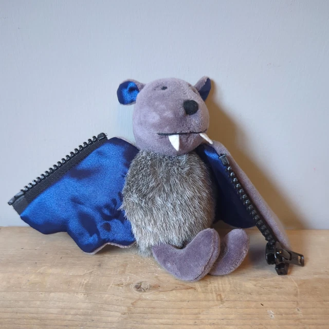 JELLYCAT ZAPPY BLUE Bat Zip Up Wings retired 1999. No paper tags. £16. ...