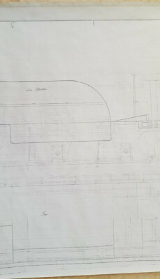 VINTAGE RAILWAY LOCOMOTIVE Steam Engine Drawing Diagram on Paper Side ...