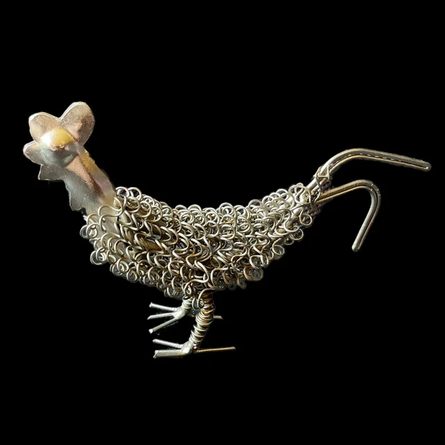 BRUTALIST TWISTED WIRE Sculpture Chicken Rooster Richard Harvey Nickel ...
