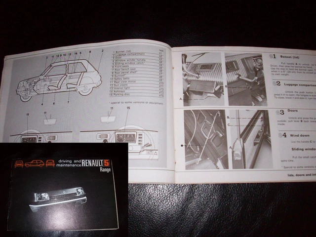 RENAULT 5 RANGE 1970's Driving & Maintenance Diagnostics 45pp+8pp ...
