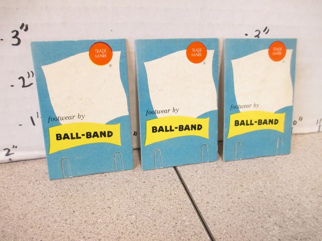 RED BALL-BAND 1950S (3) shoe box price tag insert store display sign £ ...