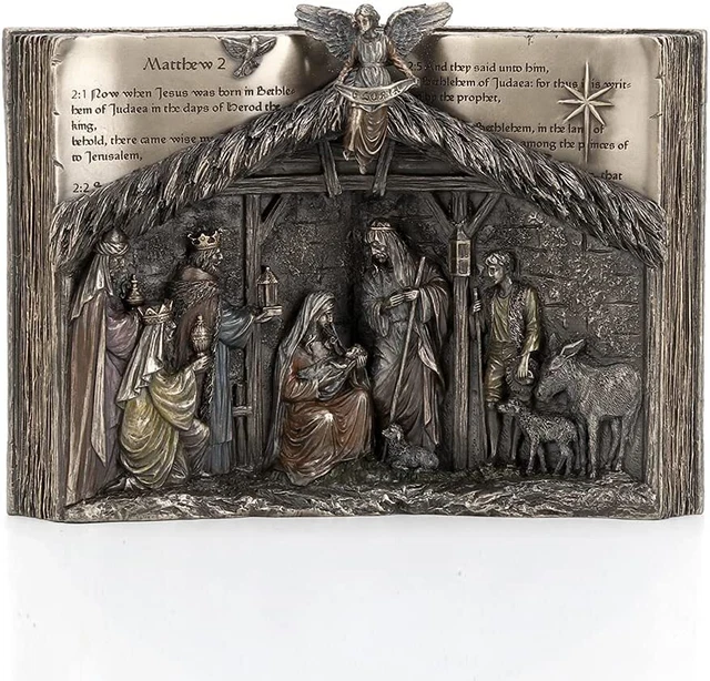 VERONESE DESIGN HOLY Bible Nativity of Jesus Religious Gift Cold Cast ...