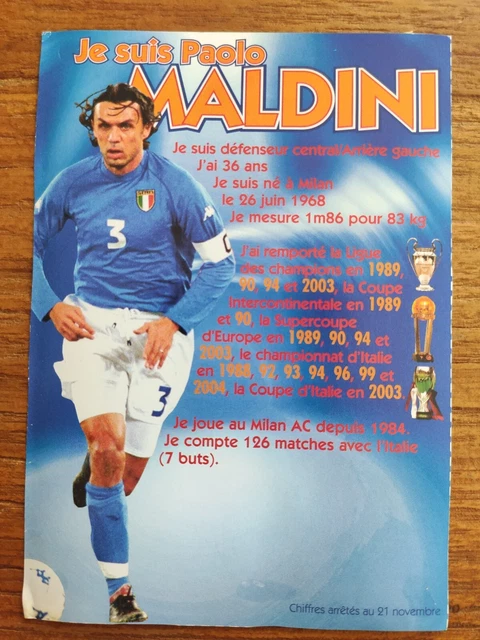 PAOLO MALDINI - Ac Milan Card Rookie Superfoot World Football ...