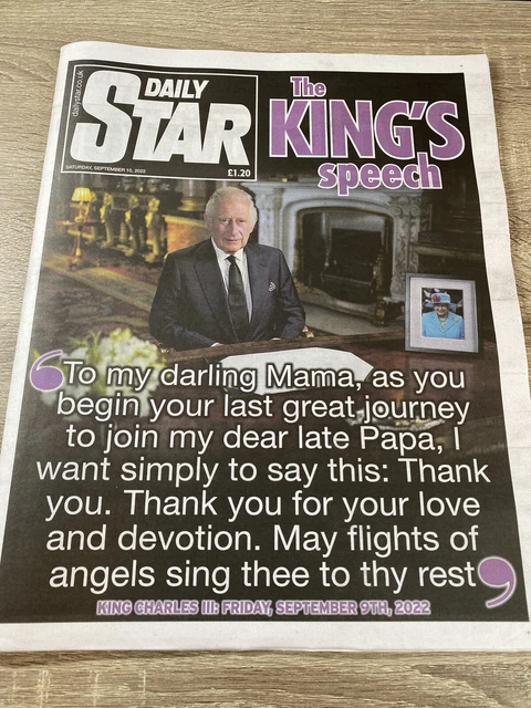 DAILY STAR - Queen Elizabeth II Death King Charles 10th Sept 2022 ...