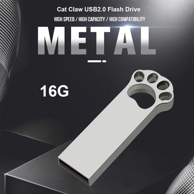 USB 2.0 PENDRIVE Metal Cat Paw USB Flash Drive with Keychain Hole (16GB ...