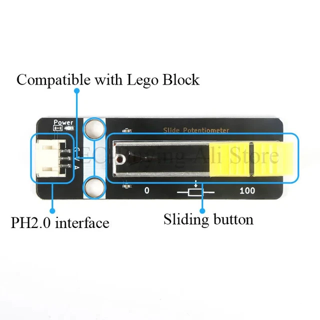 SLIDE POTENTIOMETER, 10K, Linear Module, 5V Dual Output, Arduino AVR ...
