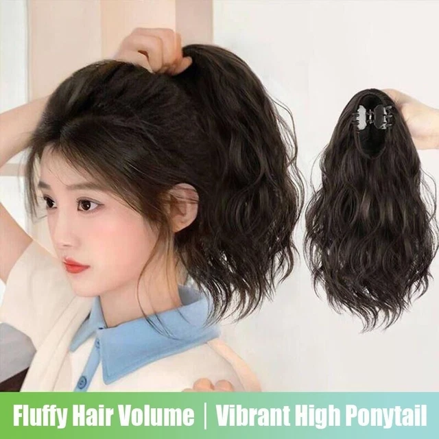 MIT CLIP HOHE Pferdes chwanz Perücke 25cm Lockiger Pferdes chwanz ...
