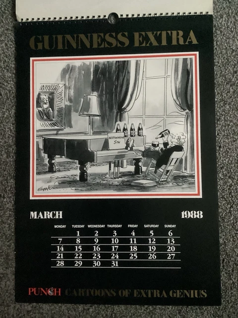 VINTAGE GUINNESS EXTRA Calendar 1988 Punch Cartoons Of Extra Genius £16 ...