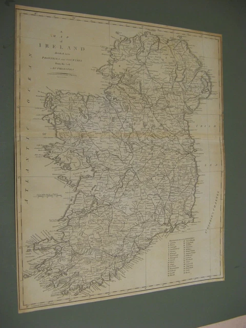 100% ORIGINAL LARGE Ireland Map By Cary/Stockdale C1805 Dublin Cork ...