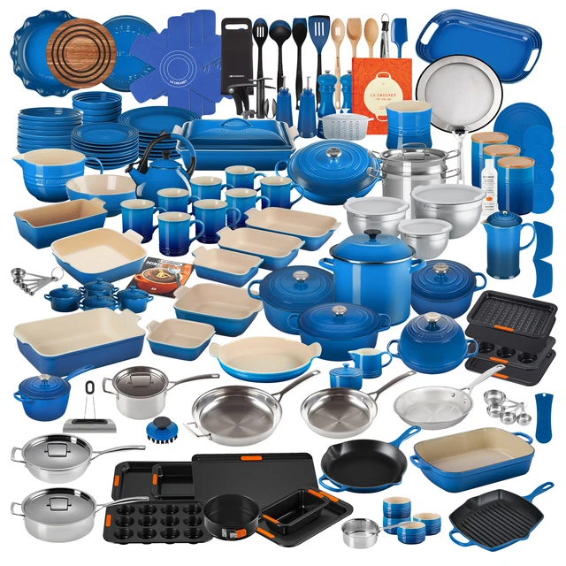 LE CREUSET COOKWARE Cast Iron Pots And Pans Dinnerware Ultimate Set 170 ...