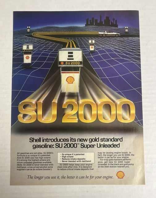 1984 SHELL SU 2000 Super Unleaded Gasoline Magazine Ad Corvette Skyline ...