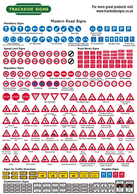 UK ROAD SIGNS (Modern) - Die Cut A4 Sheet - OO Gauge 4mm - Model ...