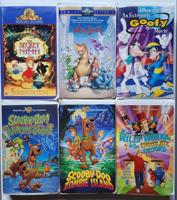 VINTAGE VHS LOT (6) Kids Disney Goofy Scooby Doo Wonka Movies Collector ...