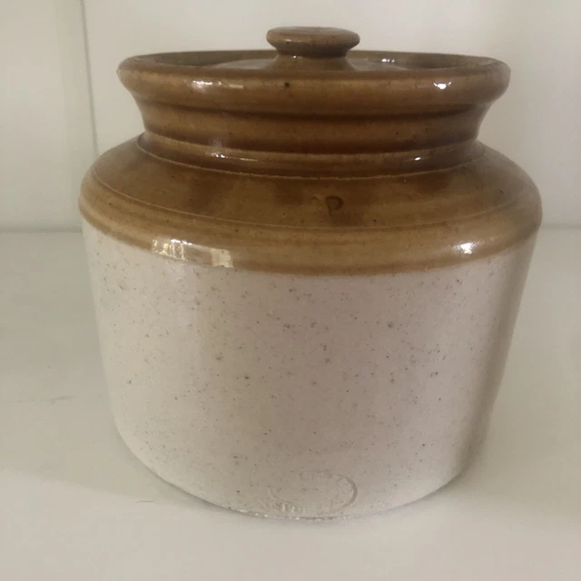 ANTIQUE STONEWARE R FOWLER LTD AUSTRALIAN SYDNEY POTTERY CANISTER WITH ...