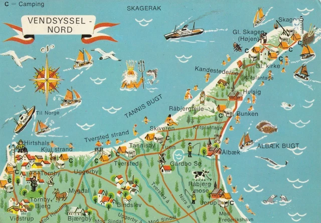 AK MAP, LANDKARTE, Umgebungskarte ***DENMARK - DÄNEMARK*** VENDSYSSEL ...