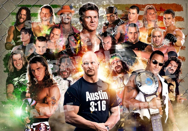 A3 POSTER PRINT WWE WWF Attitude Era 97-2000 Tribute Wrestling Rock ...