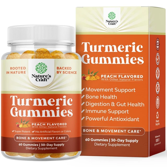 TURMERIC CURCUMIN GUMMIES Immune Support Antioxidant Skin Digestive 60 ...