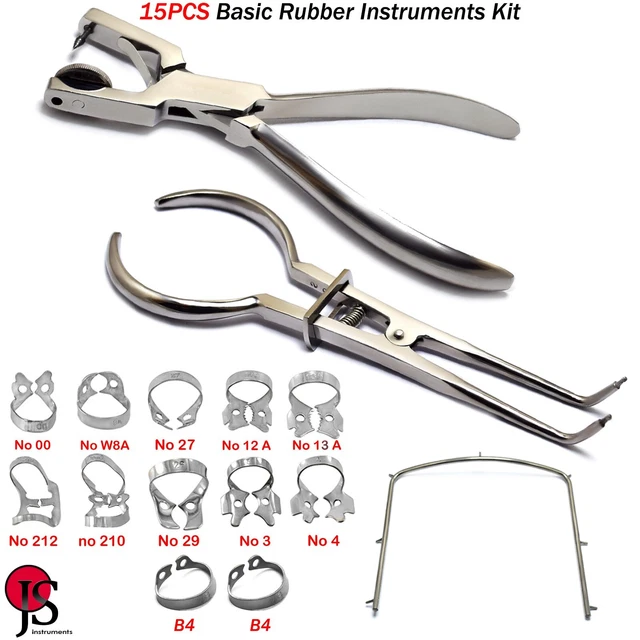 RUBBER DAM STARTER Kit Endodontic Clamps Stokes Forceps Ainsworth Punch ...