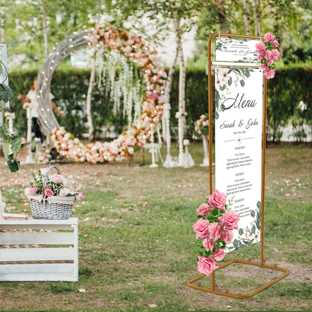 GOLD WEDDING SIGN Stand Reception Welcome Poster Rack Photos Display ...