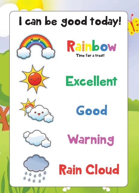 PEG REWARD CHART - Weather Cloud Rainbow System - Childrens Kids ...